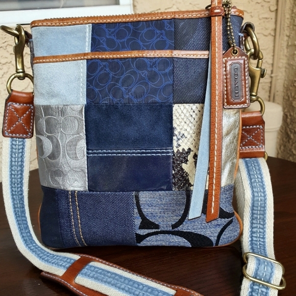 Coach | Bags | Coach Signature Vintage Patchwork Denim Suede Leathr ...